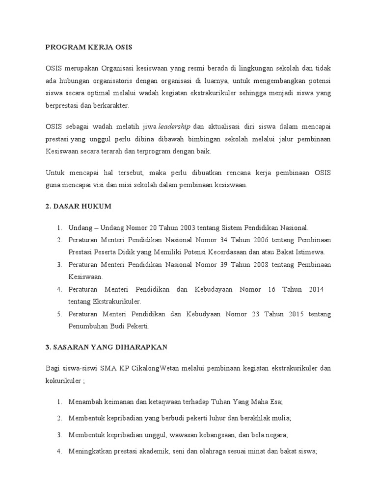 Program Kerja Osis | PDF