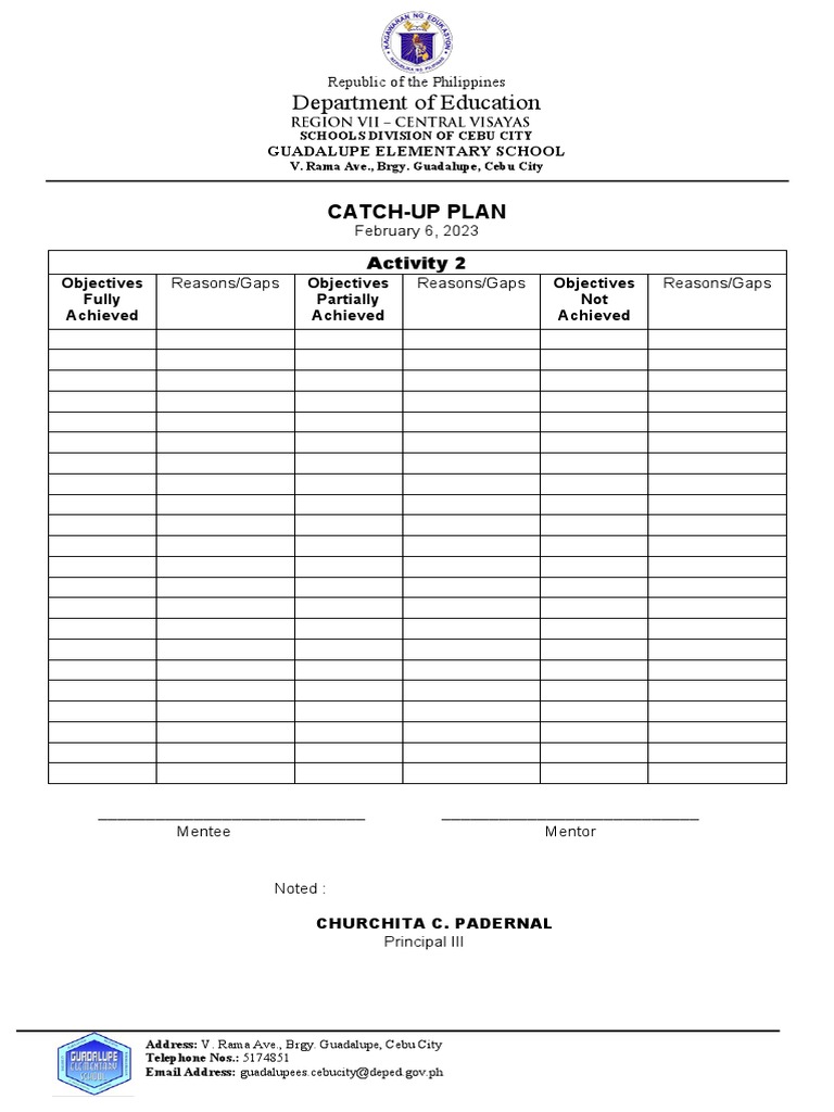 GES - Catch Up Plan - Activity 2 | PDF