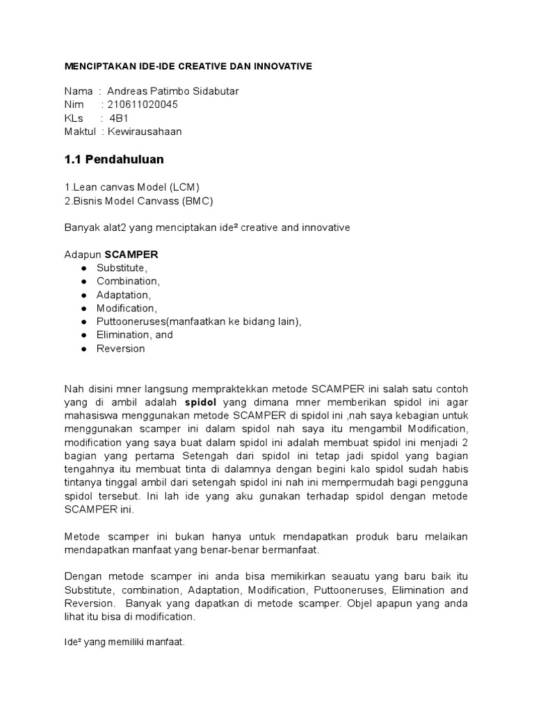 Andreas Patimbo Sidabutar - 210611020045 - Tugas Kewirausaha 2 | PDF