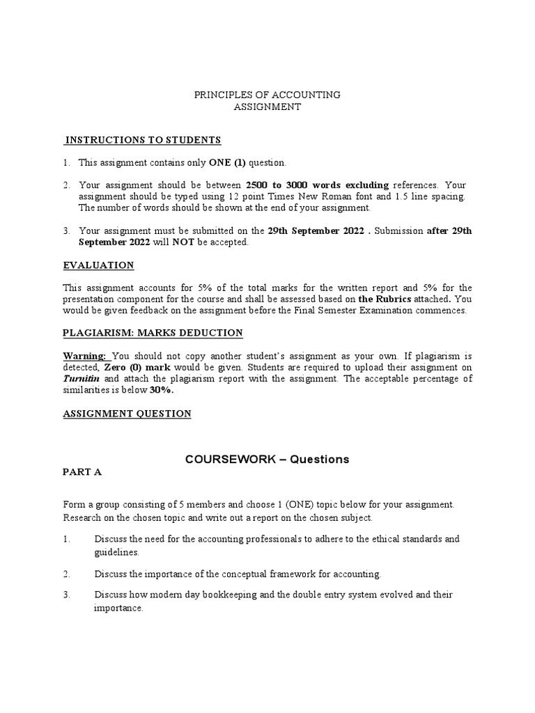 Assessing Group Accounting Coursework: Guidance on Written Reports ...