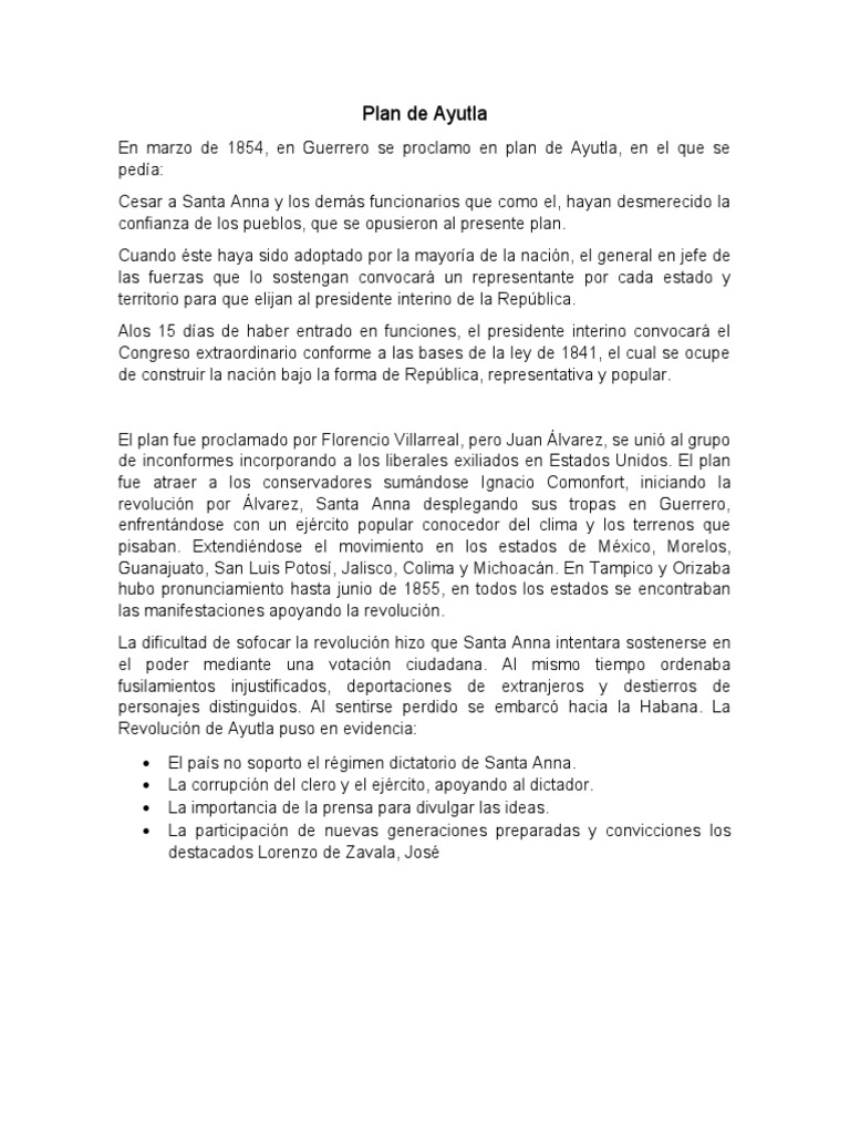 Plan de Ayutla | PDF | Historia