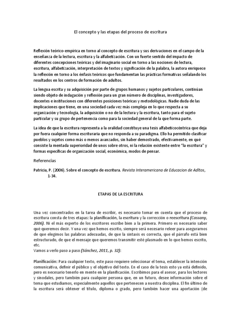 El Concepto y Las Etapas Del Proceso de Escritura | PDF | Literatura | Escritura