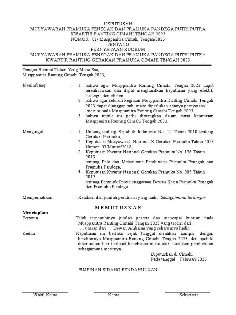 Keputusan Musppanitra Cimahi Tengah 2023 | PDF