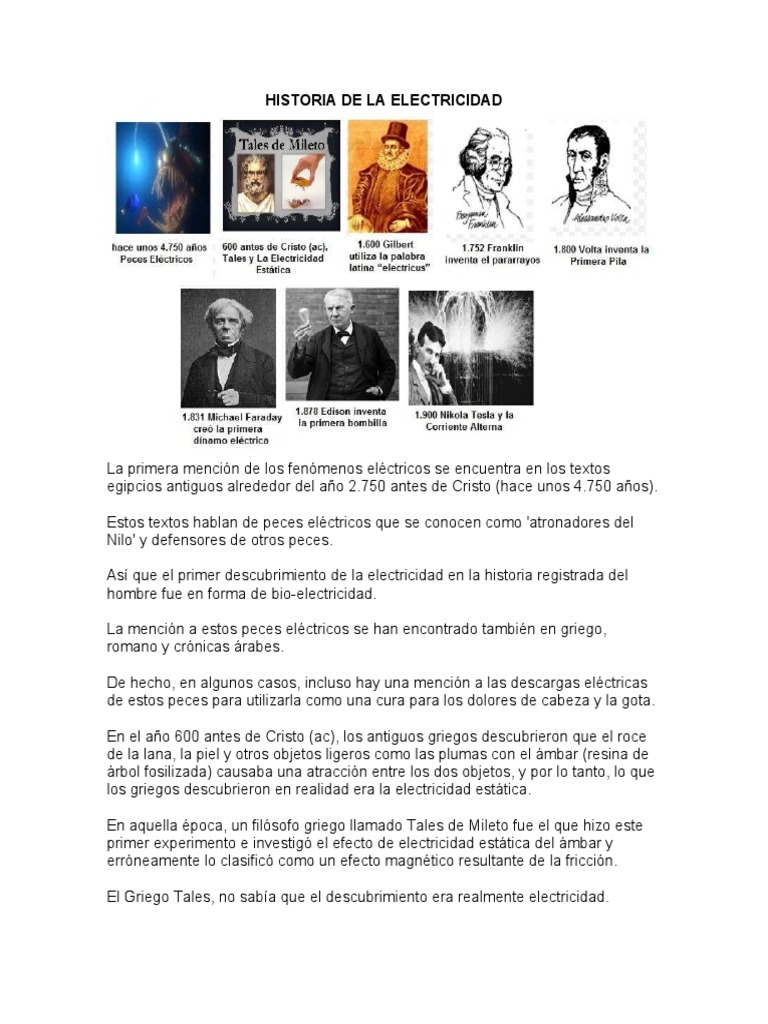 Historia de La Electricidad | PDF | Electricidad | Ingenieria Eléctrica