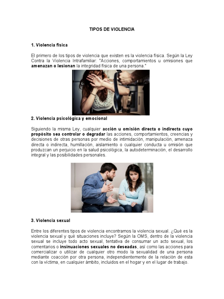 Tipos De Violencia Pdf La Violencia Contra Las Mujeres Violencia