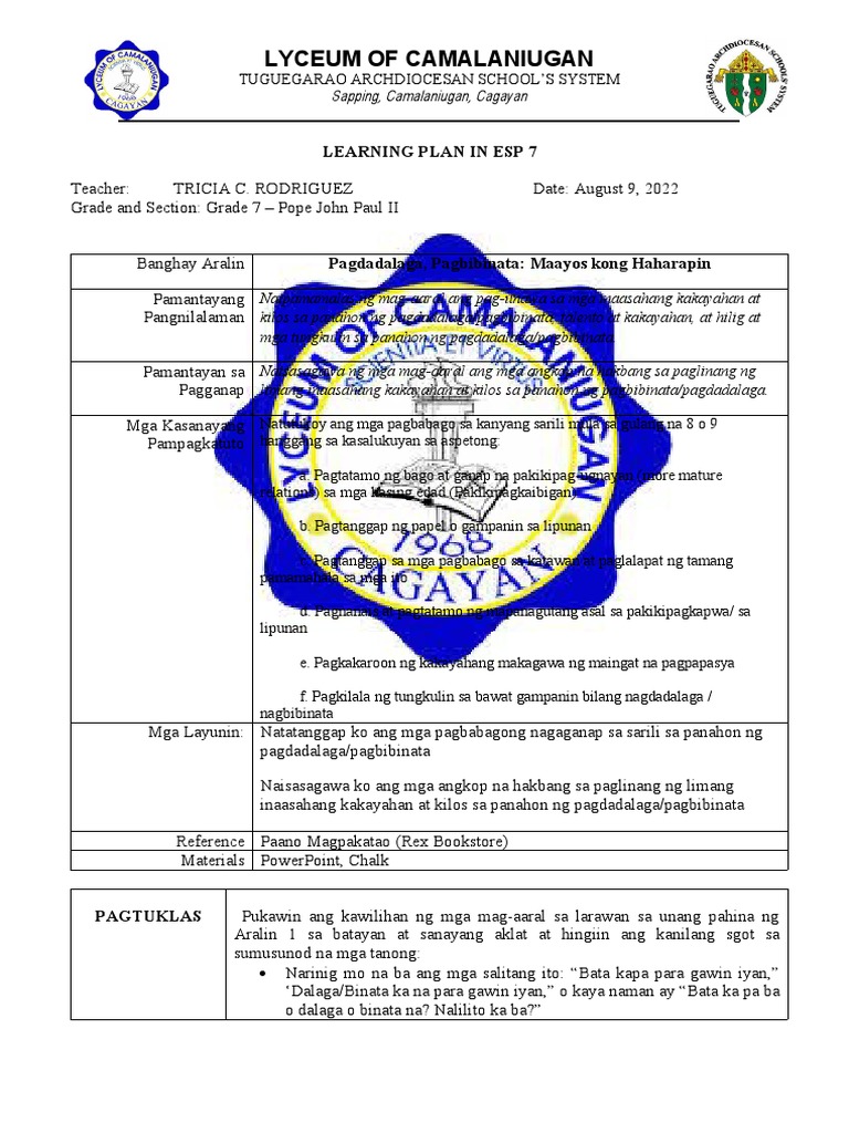 Learning-Plan ESP 7 | PDF