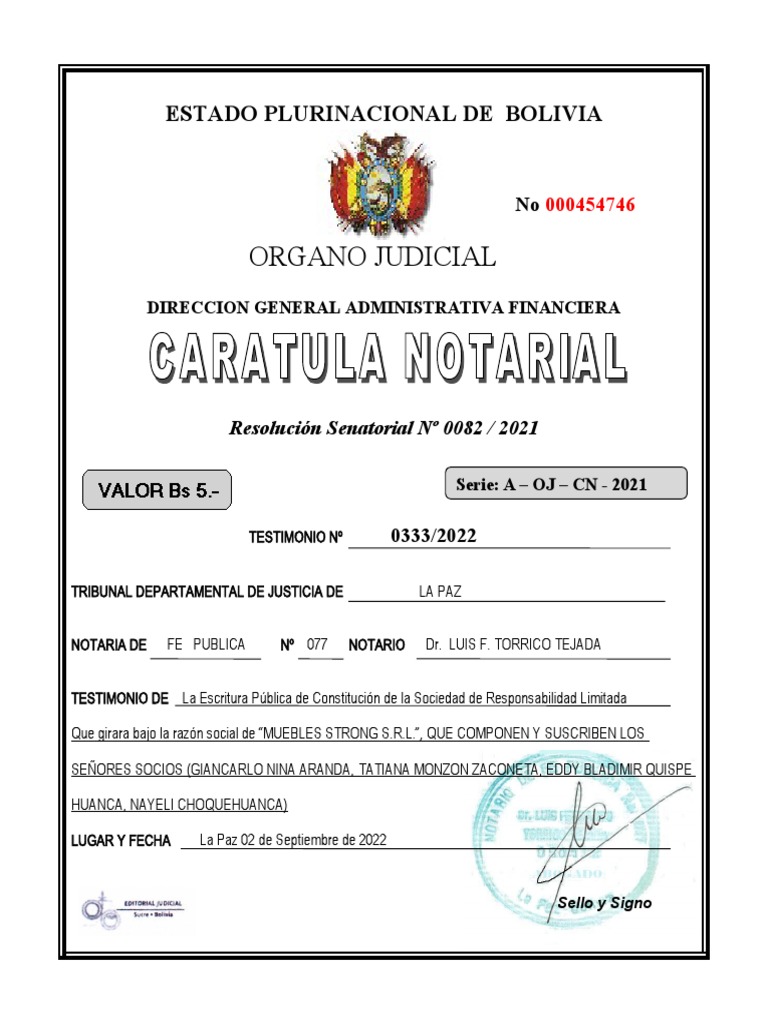 CARATULA NOTARIAL 2 | PDF