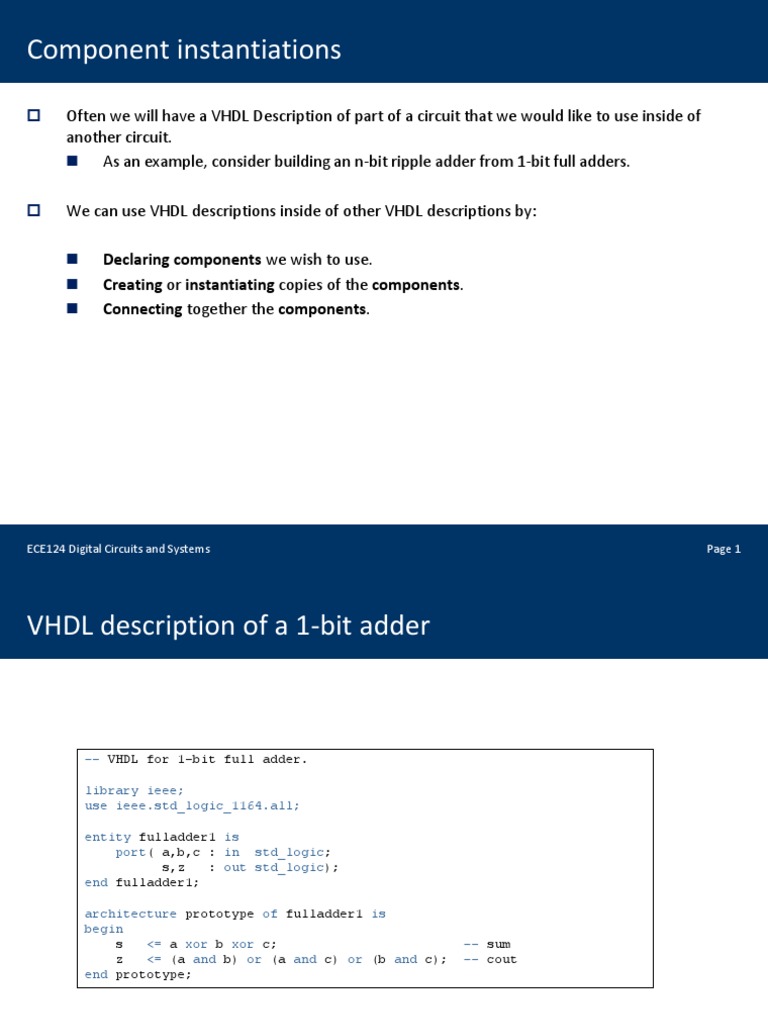09 Vhdl Component Instantiations Pdf Vhdl Electronic Design 