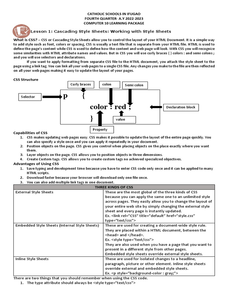 Computer 10 Lesson 1 | PDF | Html | Html Element