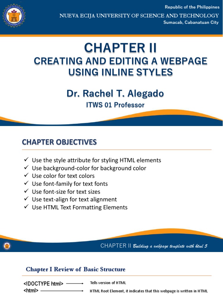 Chapter 2 Creating and Editing A Webpage Using Inline Styles | PDF | Html Element | Html