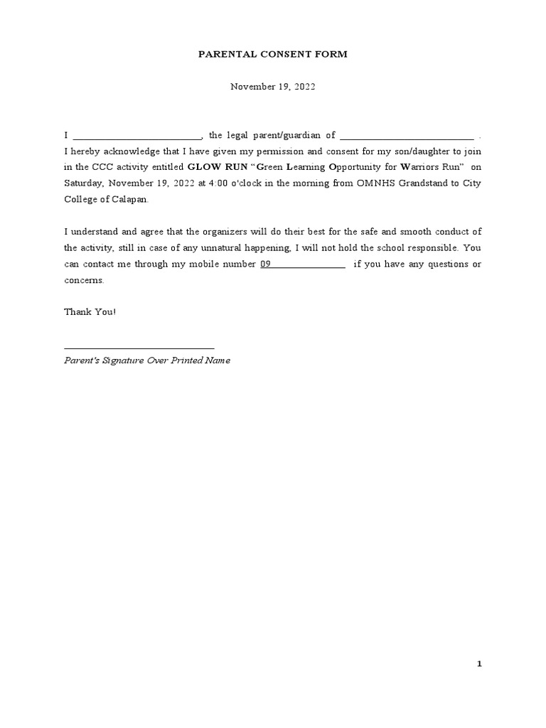 Parental Consent 1 | PDF