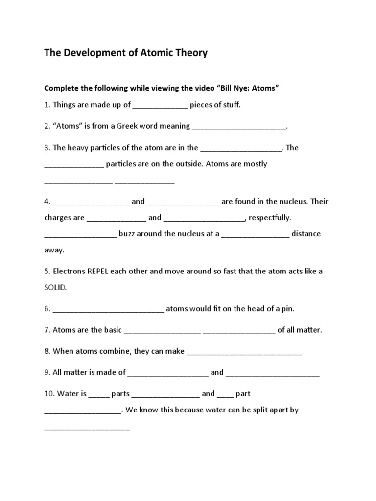 The Development of Atomic Theory - 1812222684 | PDF | Atoms | Matter