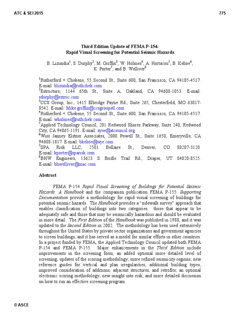 Third Edition Update of FEMA P 154 | PDF | Federal Emergency Management ...