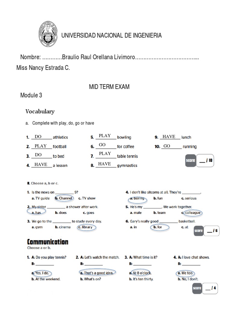 Mid Term Exam Basic 2 | PDF