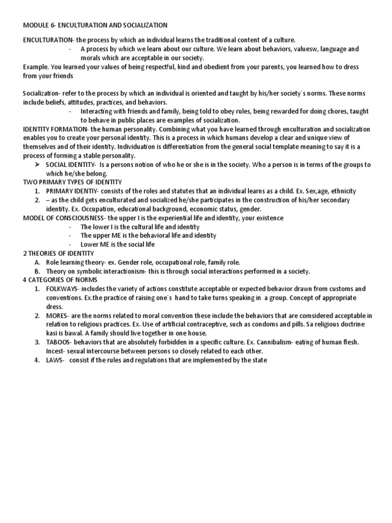 MODULE 6 Ucsp. | PDF | Socialization | Identity (Social Science)