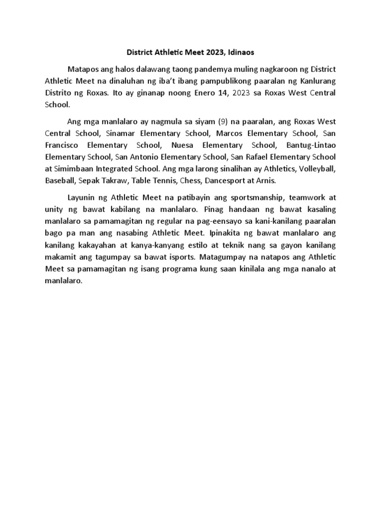 Balitang Isports 2023 Draft | PDF