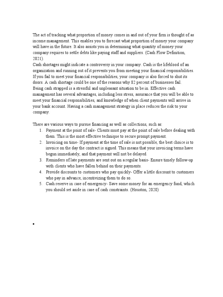 Summary Cash Flow Management | PDF