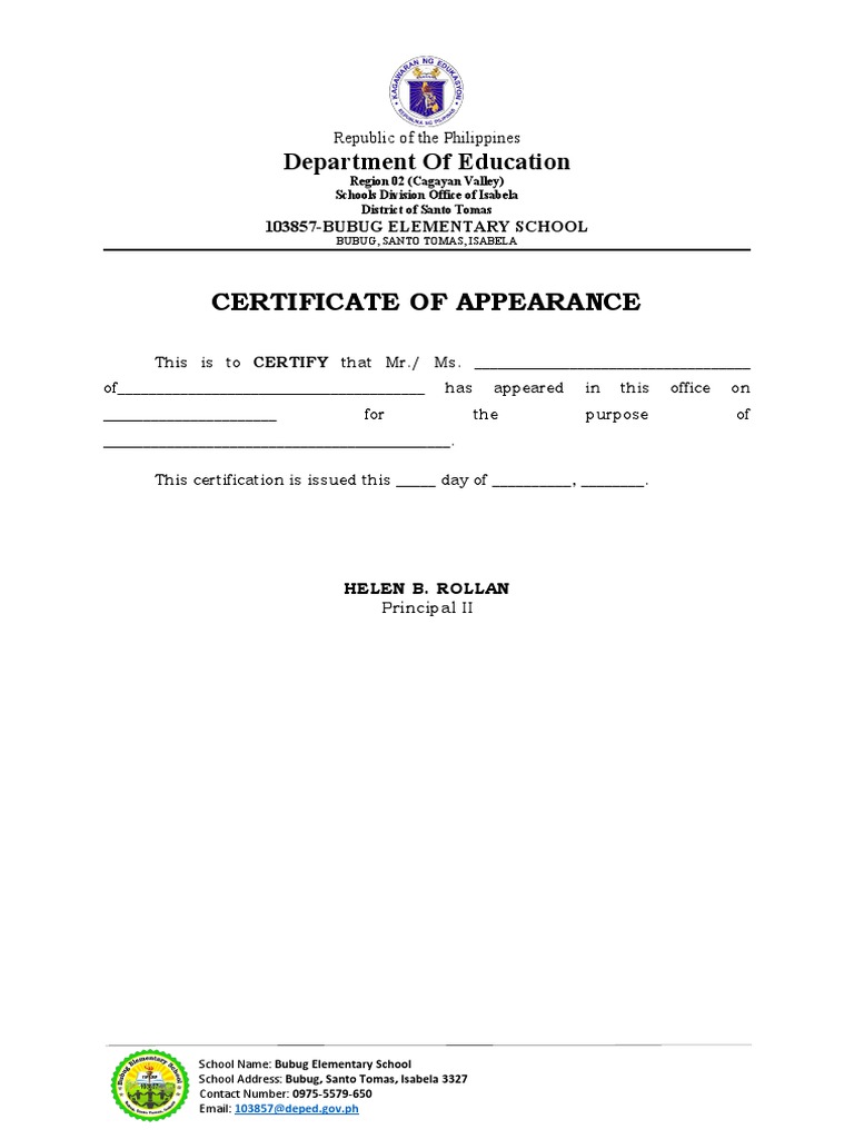 Certificate of Appearance | PDF