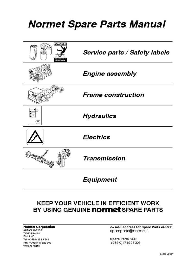 Normet Spraymec 6050 Parts Manual | PDF | Throttle | Manufactured Goods