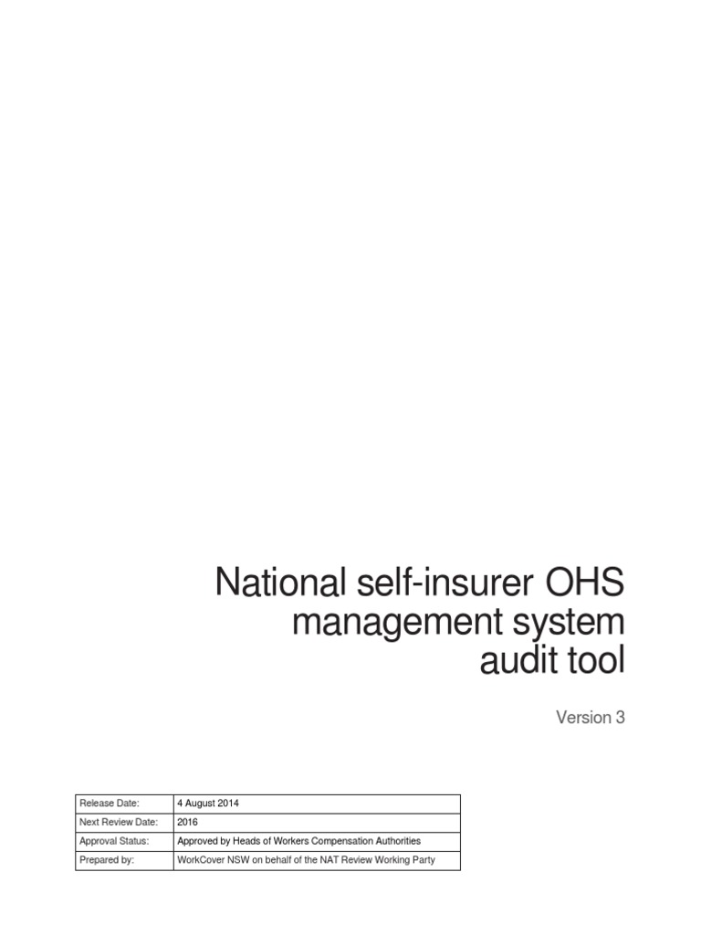 National Self-Insurer OHS Management System Audit Tool Version 3 PDF ...