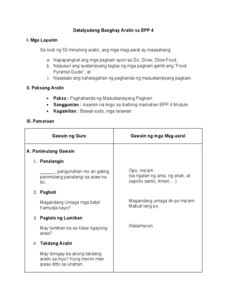 EPP Detailed Lesson Plan | PDF