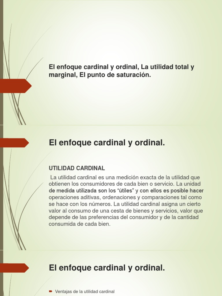 6 Enfoque Cardinal Ordinal La Utilidad Total Marginal | PDF | Utilidad | Utilidad marginal