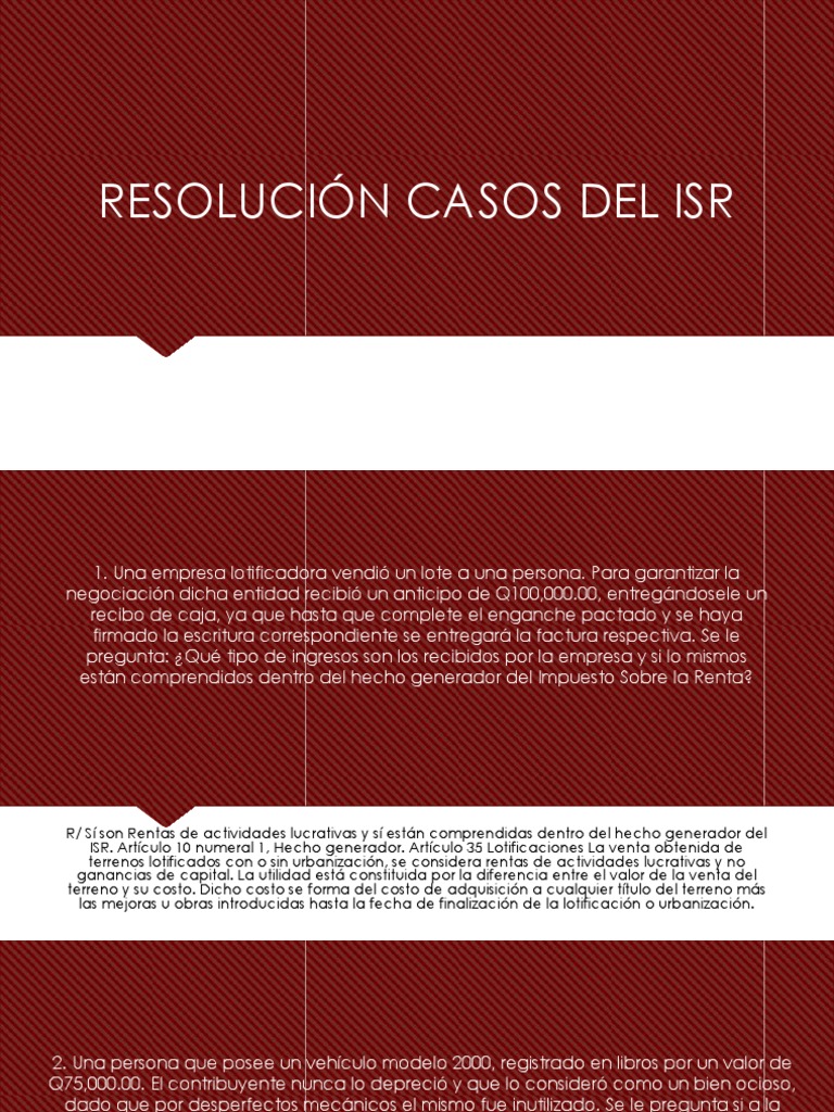 Casos Isr Resueltos | PDF | Impuesto sobre la renta | Impuestos