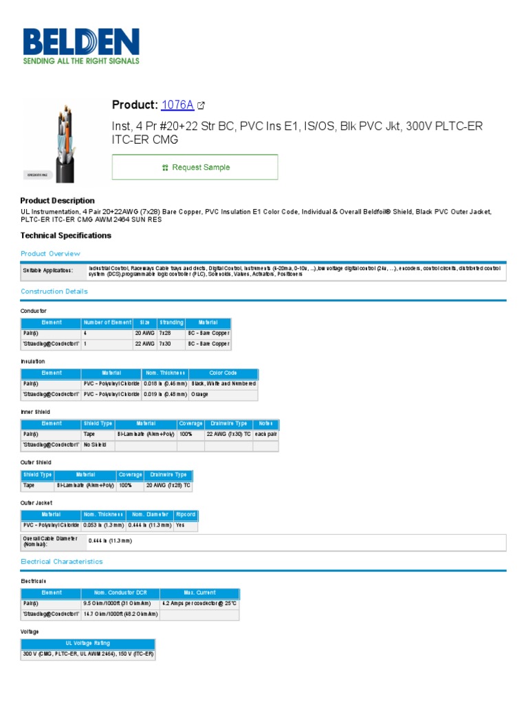 1076A Techdata | PDF | Information | Polyvinyl Chloride