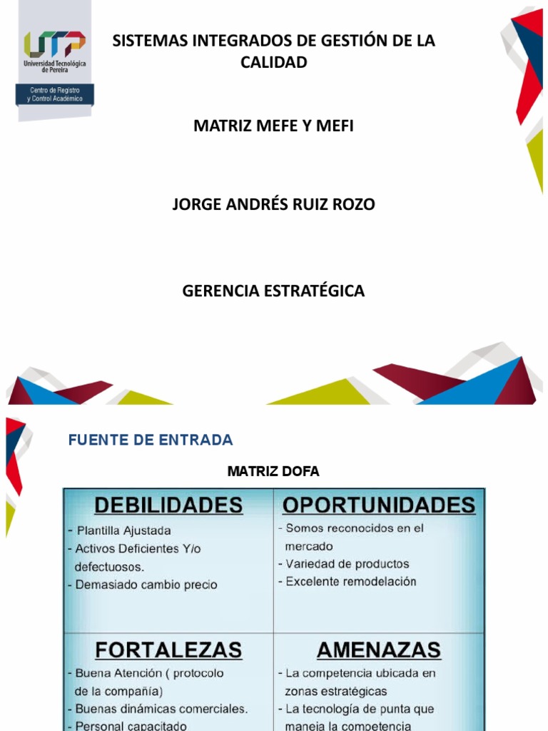 Matriz Mefi y Mefe | PDF | Análisis FODA | Economias