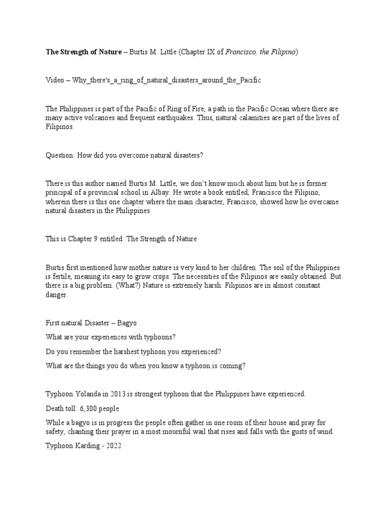 Strength of Nature - How Filipinos Overcome Disasters | PDF | Adjective ...