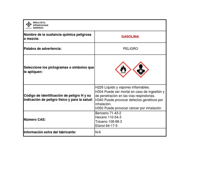 Etiqueta Estandar Gasolina | PDF