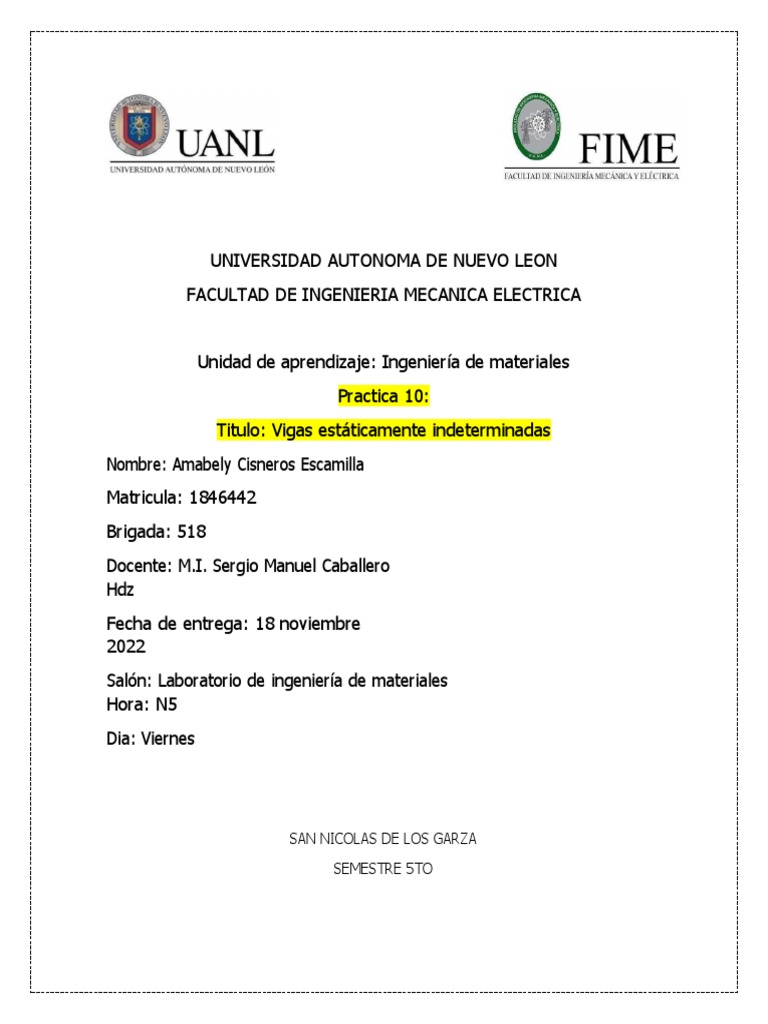 Practica10 Ing Materiales | PDF | Viga (Estructura) | Resistencia de materiales