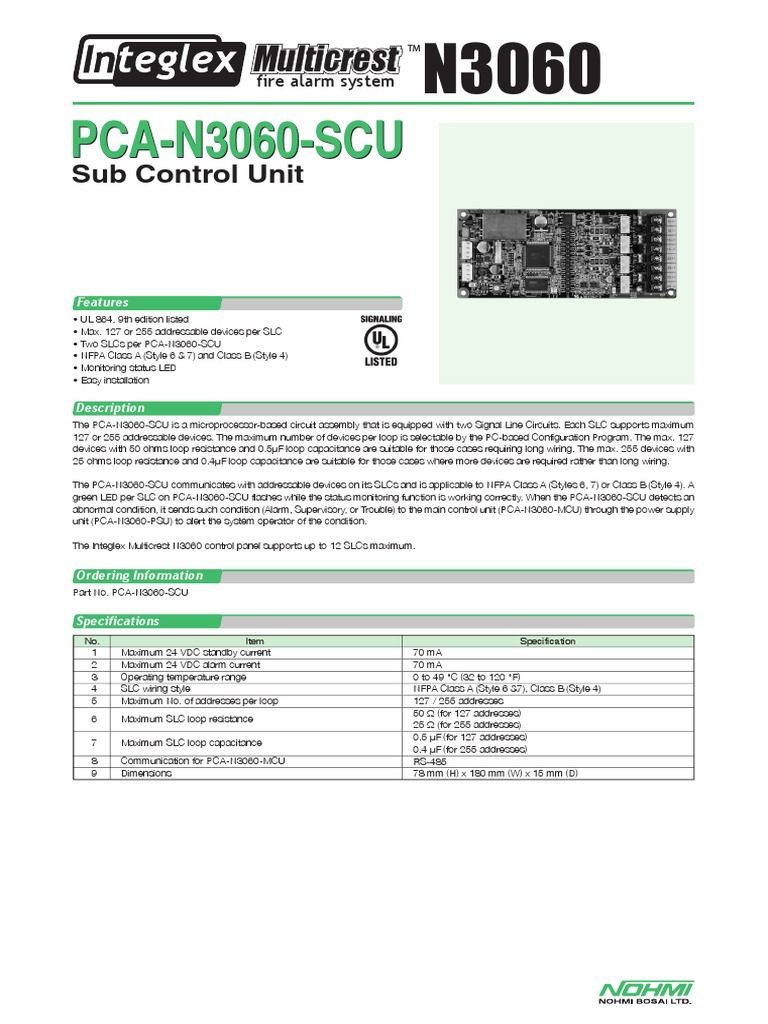 Sub-Control Unit (PCA-N3060-SCU) | PDF | Power Supply | Equipment