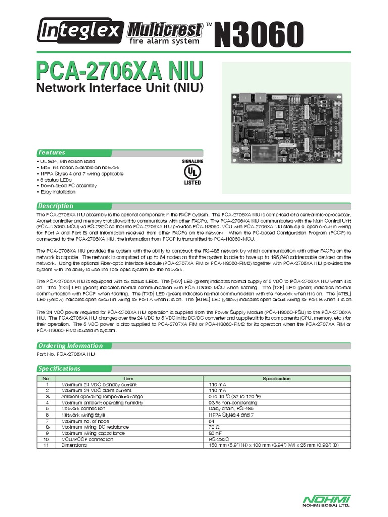 Network Interface Unit (PCA-2706XA NIU) | PDF | Computer Network ...