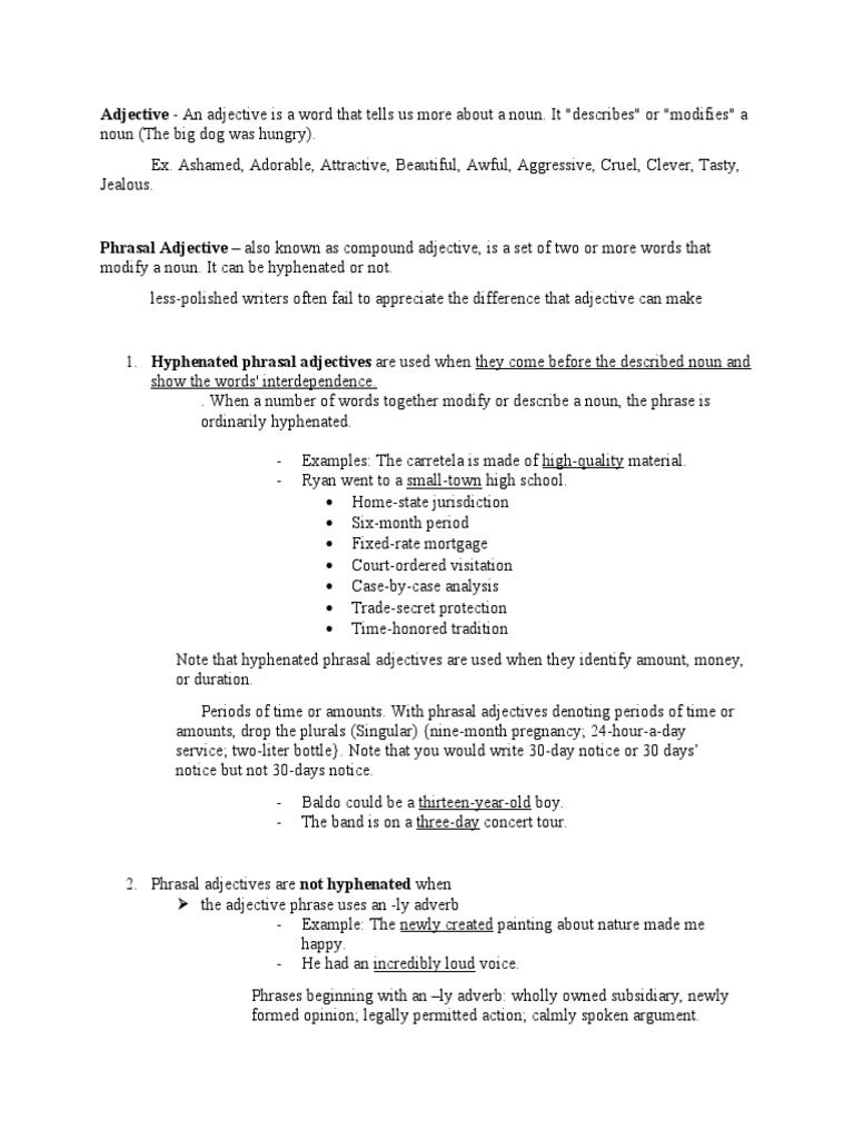 Phrasal Adjective | PDF | Adjective | Noun