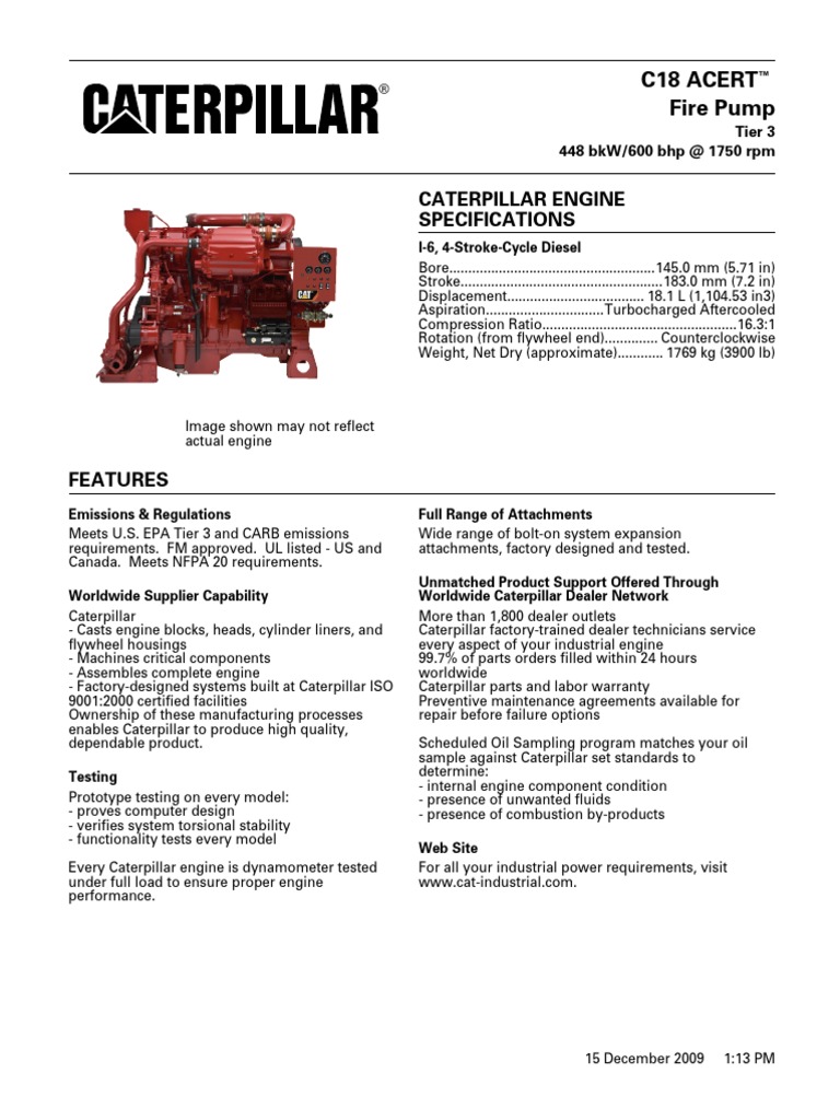 m20 C18 FIRE PUMP 448 BKW 600 BHP 1750 RPM | PDF | Engines | Horsepower