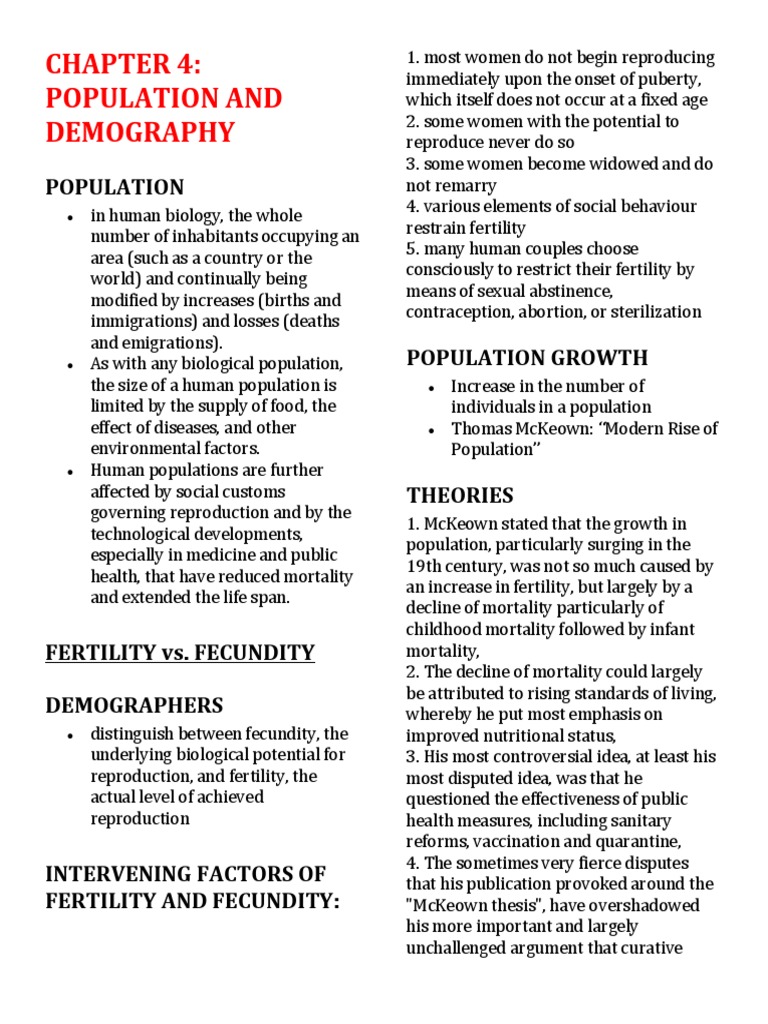 Chapter 4 - CPH Lecture | PDF | Demography | Total Fertility Rate