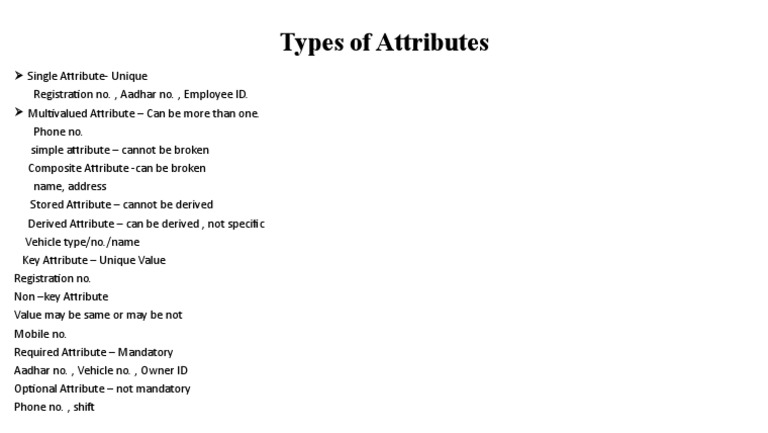 Types of Attributes | PDF