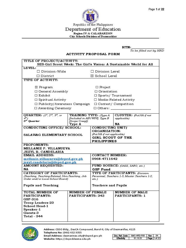 GSP Week Activity Proposal | PDF | Scouting