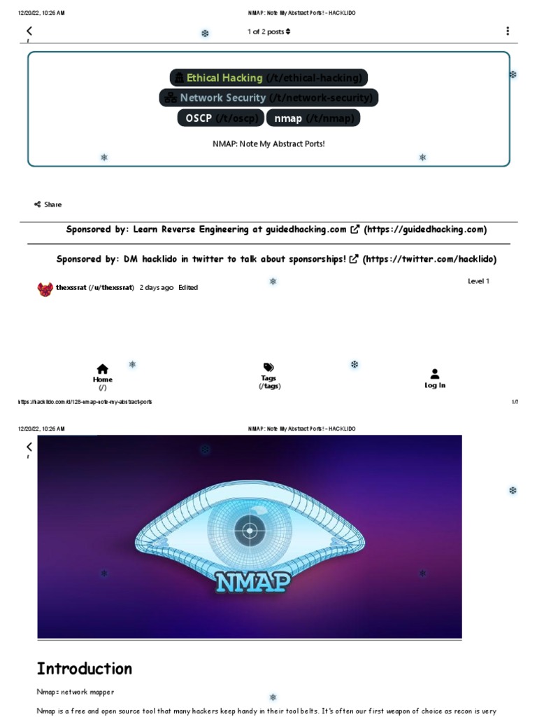 NMAP - Note My Abstract Ports! - HACKLIDO | PDF | Port (Computer ...