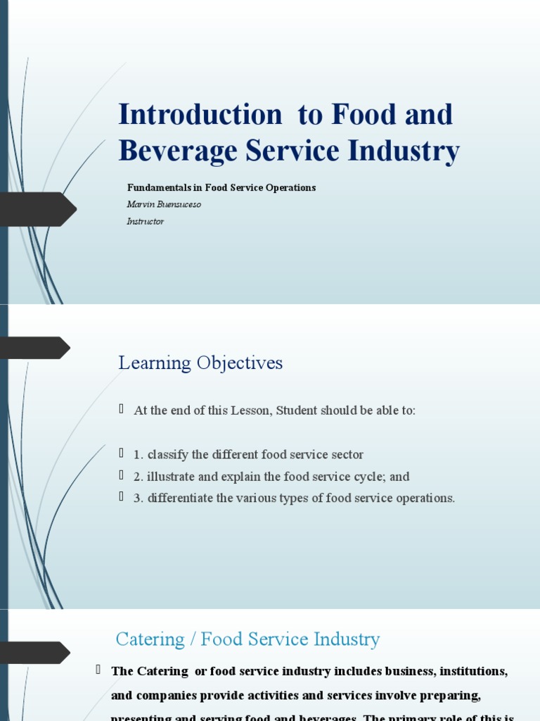 Introduction To Food And Beverage Service Industry Download Free Pdf