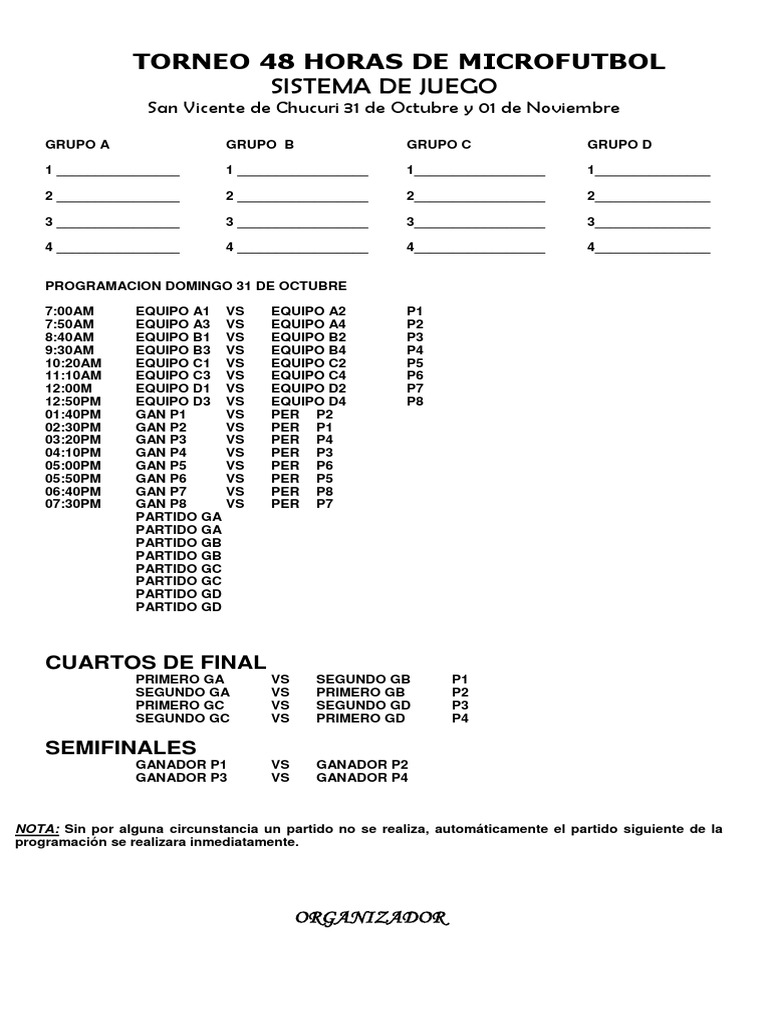 Torneo Microfútbol 48 Horas 2023 | PDF