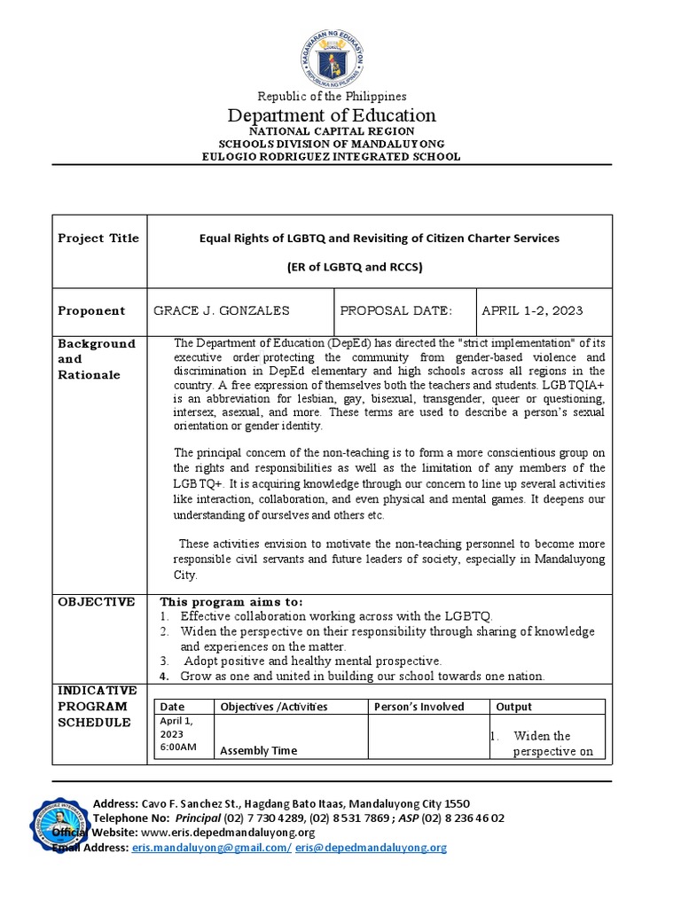 Project Proposal Gad Non Teaching | PDF | Lgbt | LGBTQIA+ Studies