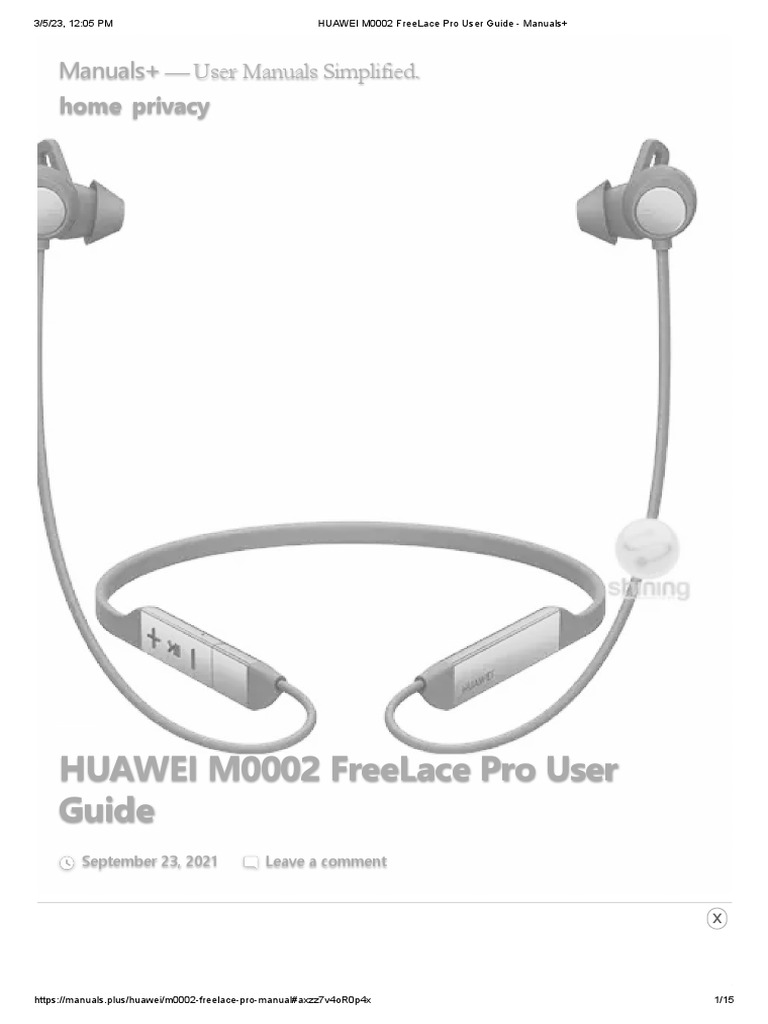 HUAWEI M0002 FreeLace Pro User Guide - Manuals+ | PDF | Headphones ...