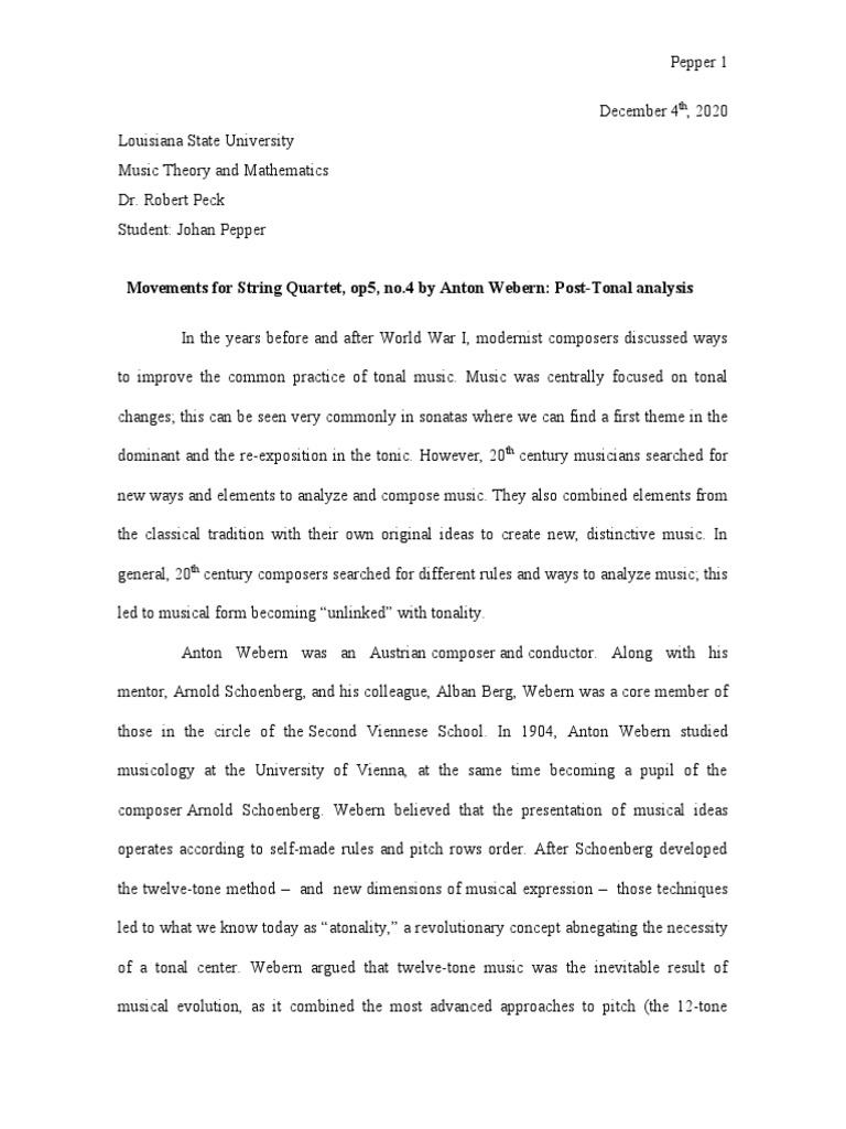 Pepper Paper Webern | PDF | Music Theory | Musical Compositions