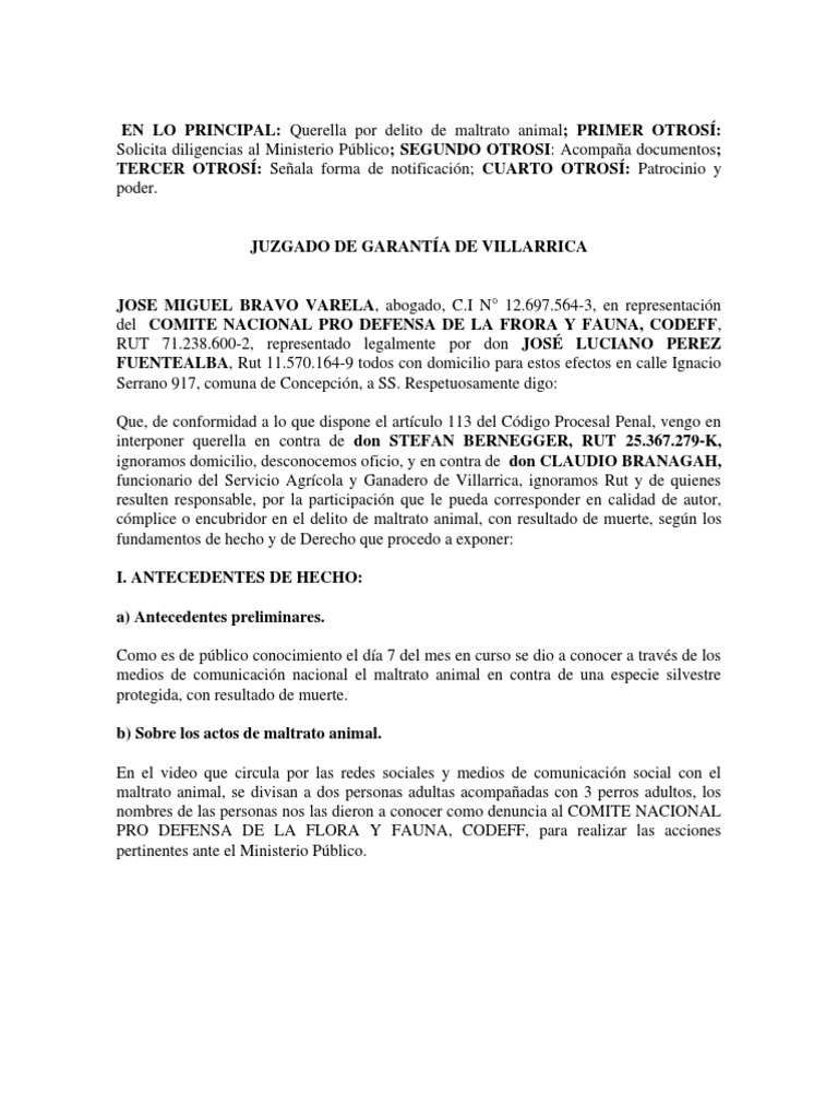 Querella | Descargar gratis PDF | Queja | Derecho penal