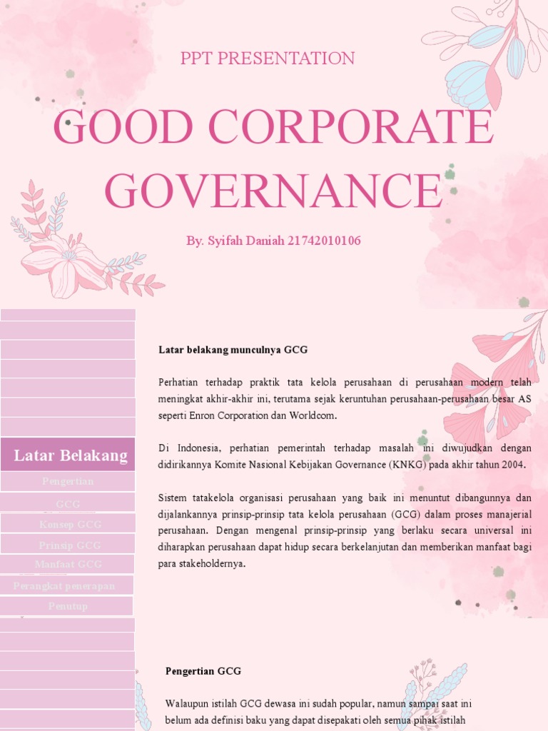 Presentation: Good Corporate Governance | PDF