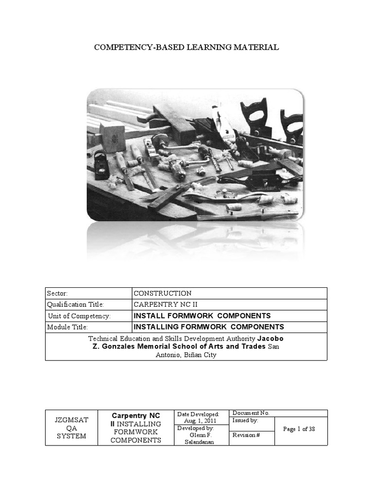 CBLM Install Formworks Components | PDF | Scaffolding | Manufactured Goods