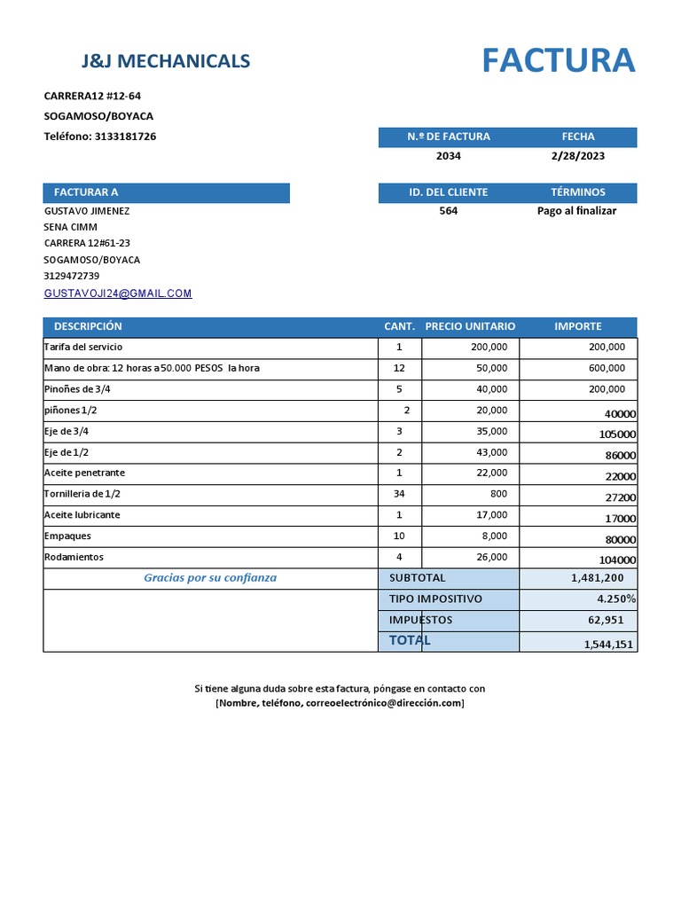 Factura de Servicio Simple1 | PDF