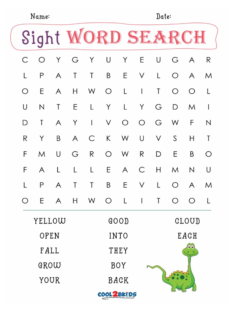 Sight Word Search 1st Grade PDF | PDF